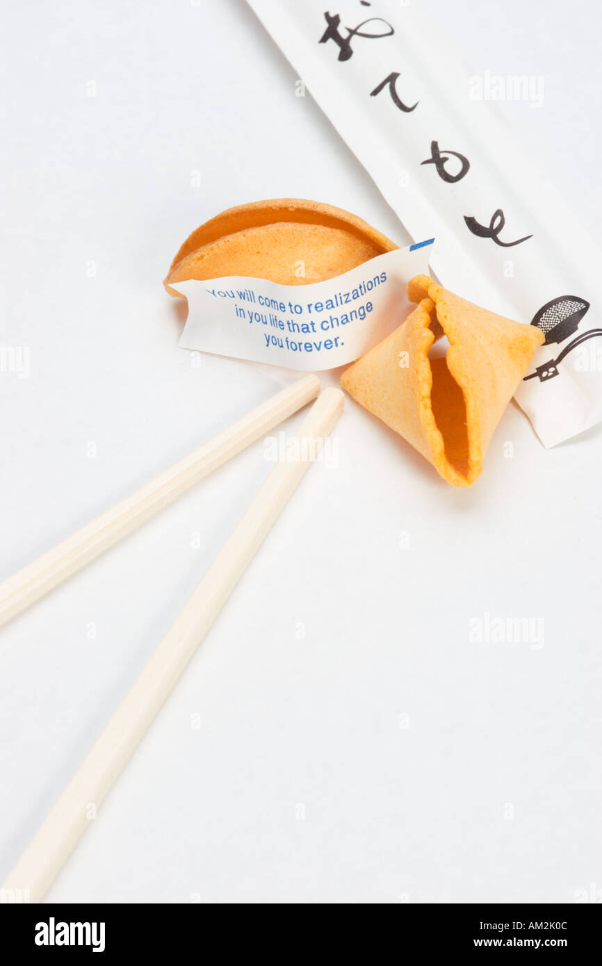 Chinese fortune cookie and chop sticks Stock Photo - Alamy