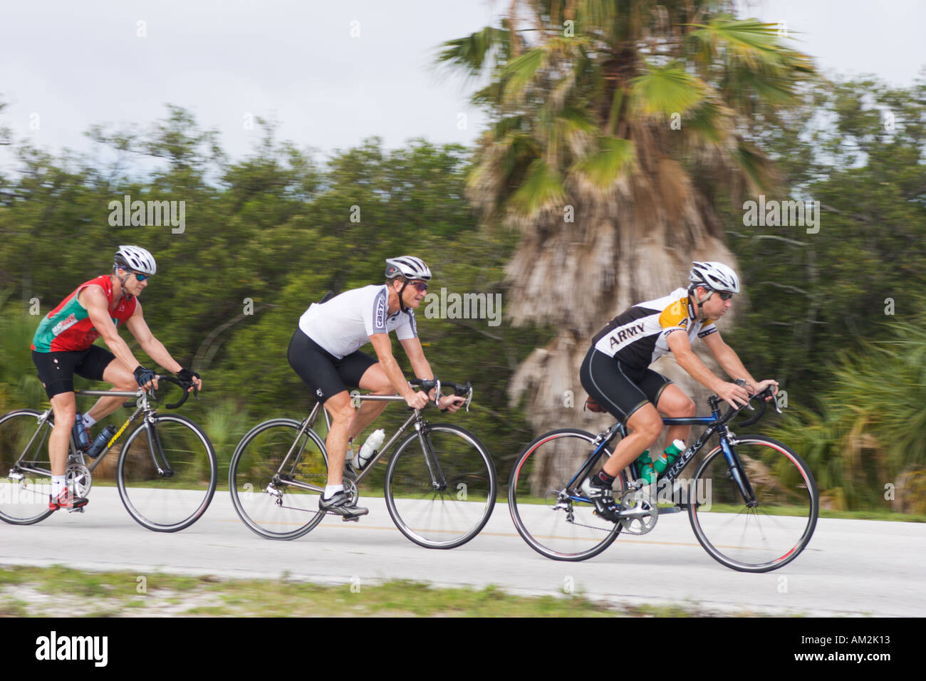 Group of people riding bicycle for exercise at Ft De Soto Pinellas ...