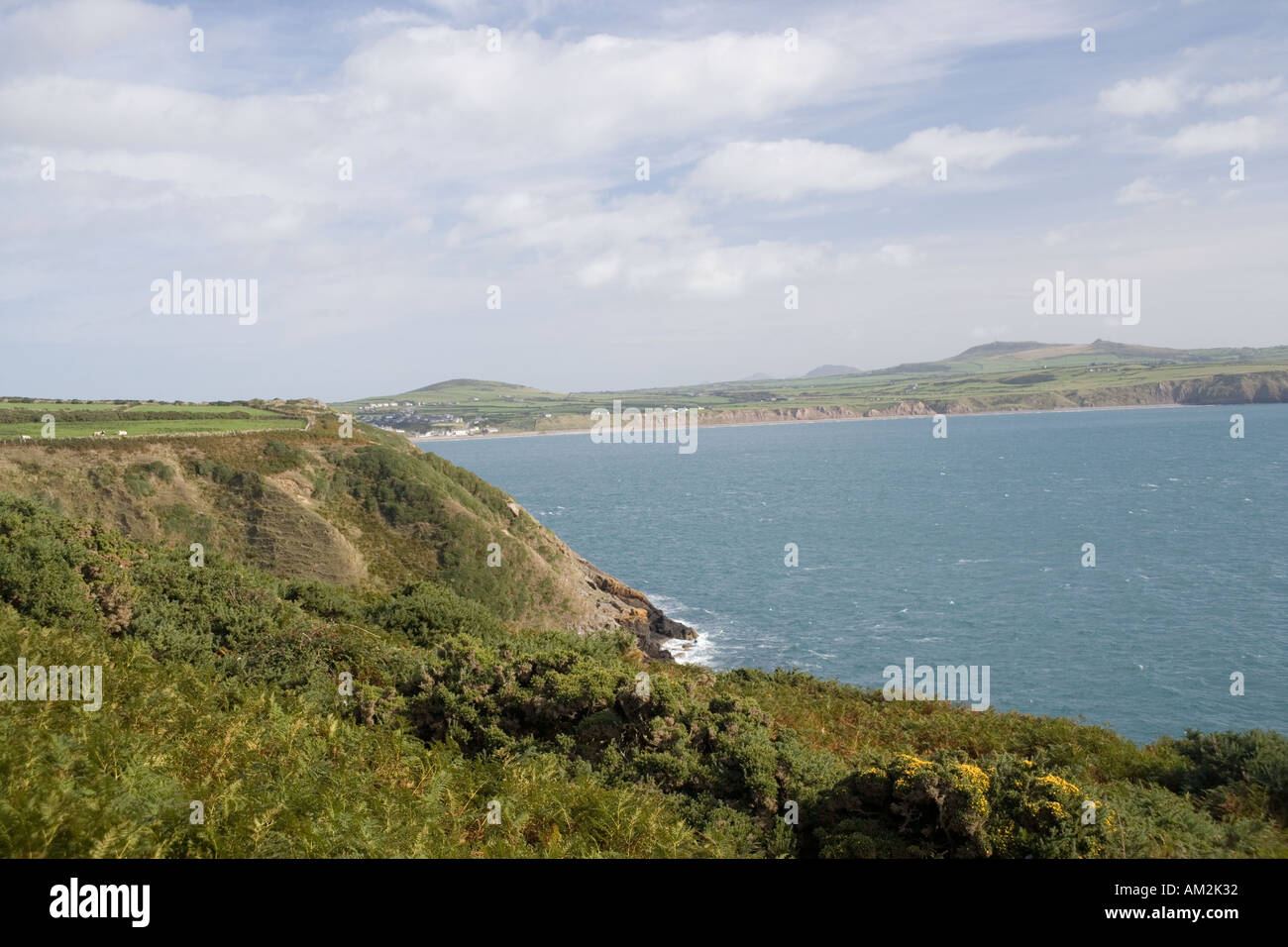 Aberdaron from the cliffs of the Lleyn Peninsula North Wales Stock ...