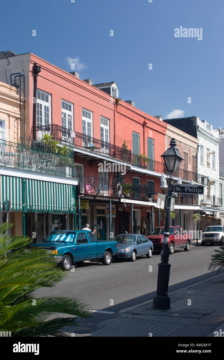 Decatur Street at St Philip Street in the French Quarter of New Orleans ...