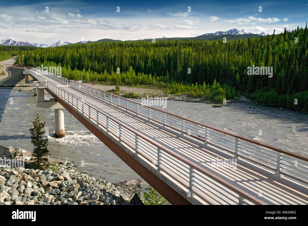 Walkways along the Nenana River Denali National Park Alaska Stock Photo ...