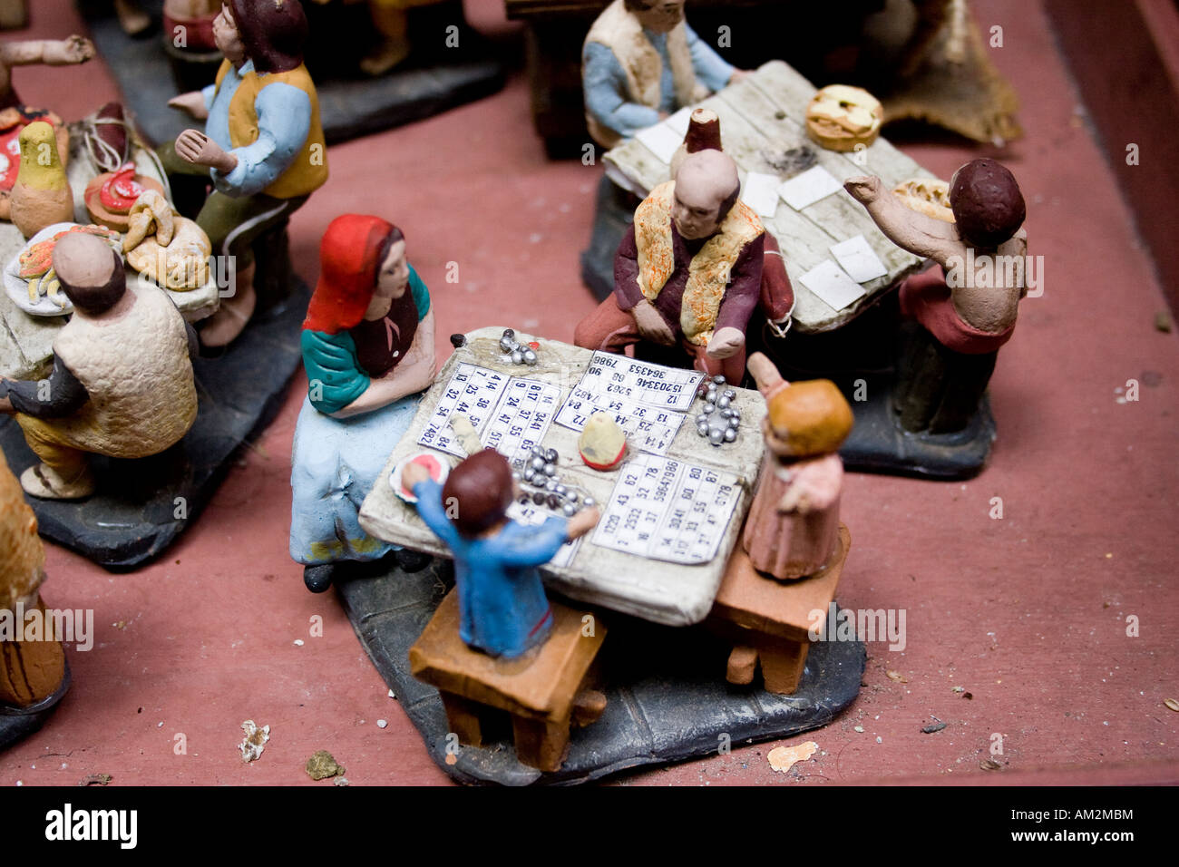 Miniature scene of people enjoying playing games and having food Stock ...