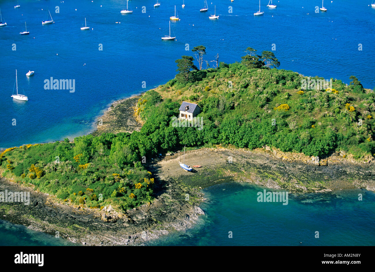 France, Ille et Vilaine, Rance estuary, Saint Malo, Quelmer (aerial ...