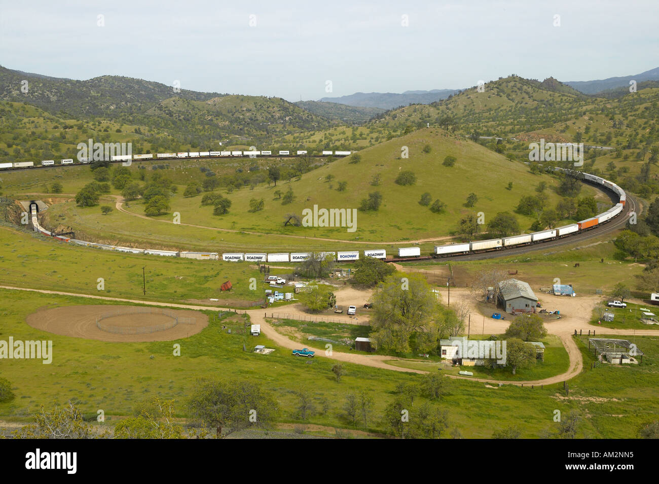 The Tehachapi Train Loop near Tehachapi California is the historic ...