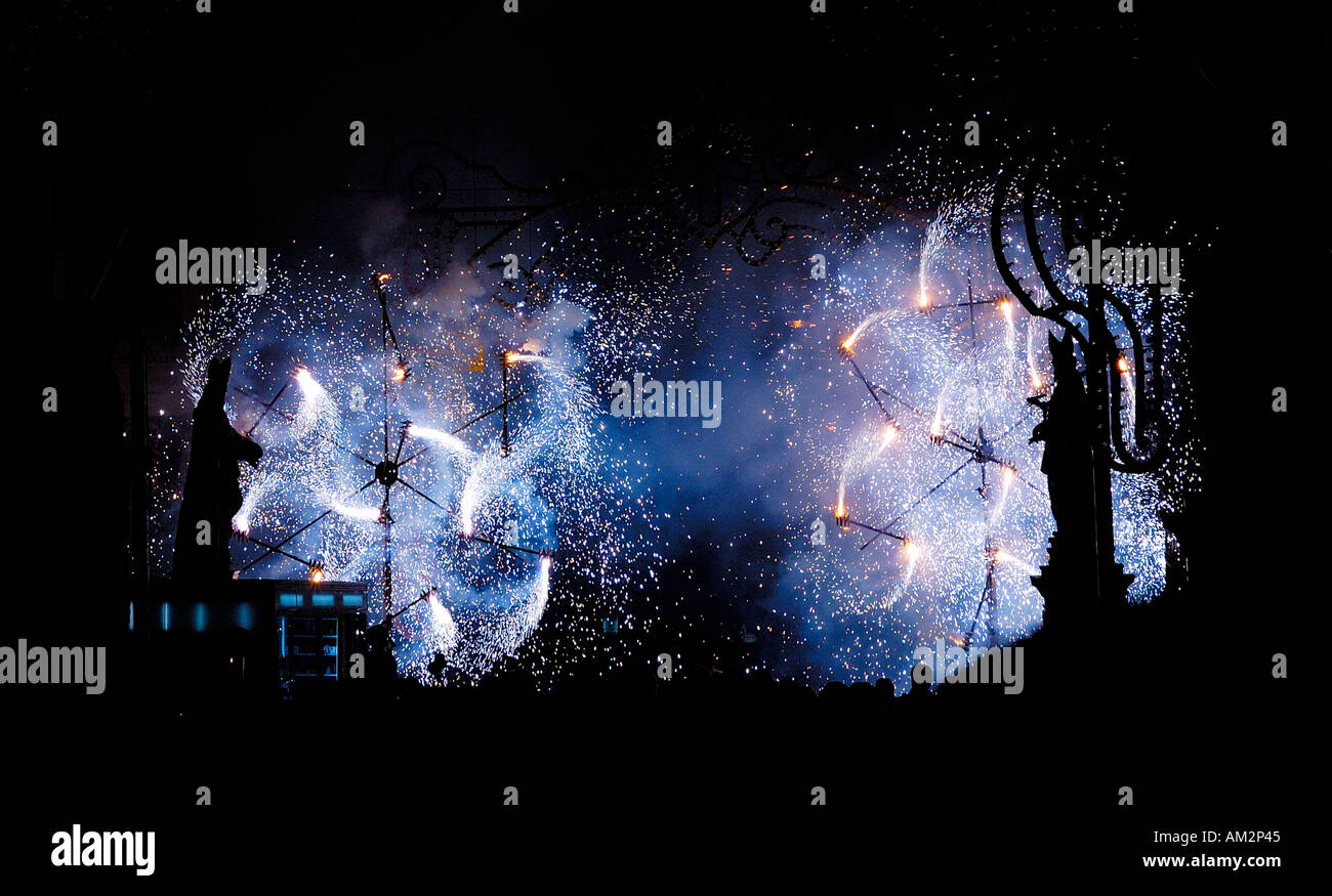 Fireworks during a village festa in Gozo Malta Stock Photo - Alamy