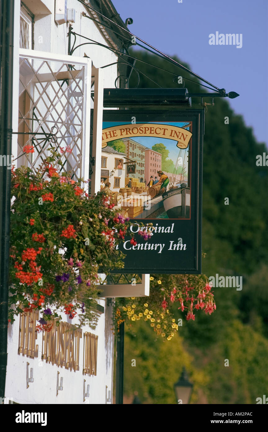 Pub sign of a 17th century inn at The Quay, Exeter, Devon. UK Stock ...
