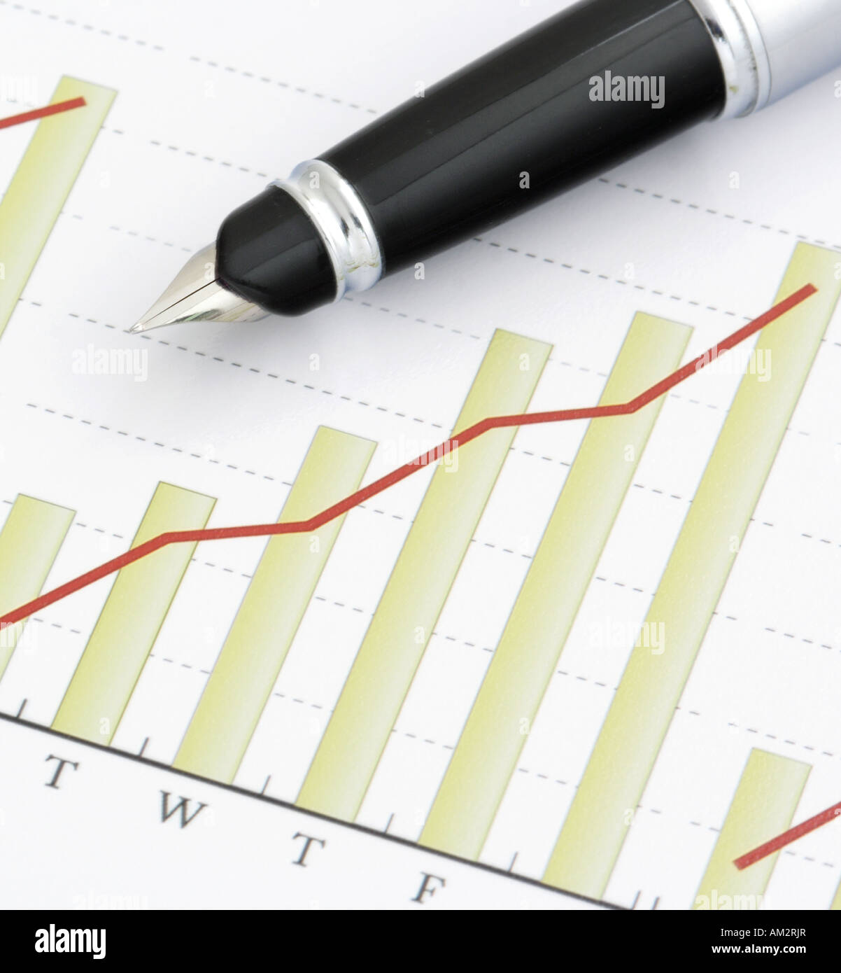 Pen on Positive Earning Graph Stock Photo - Alamy