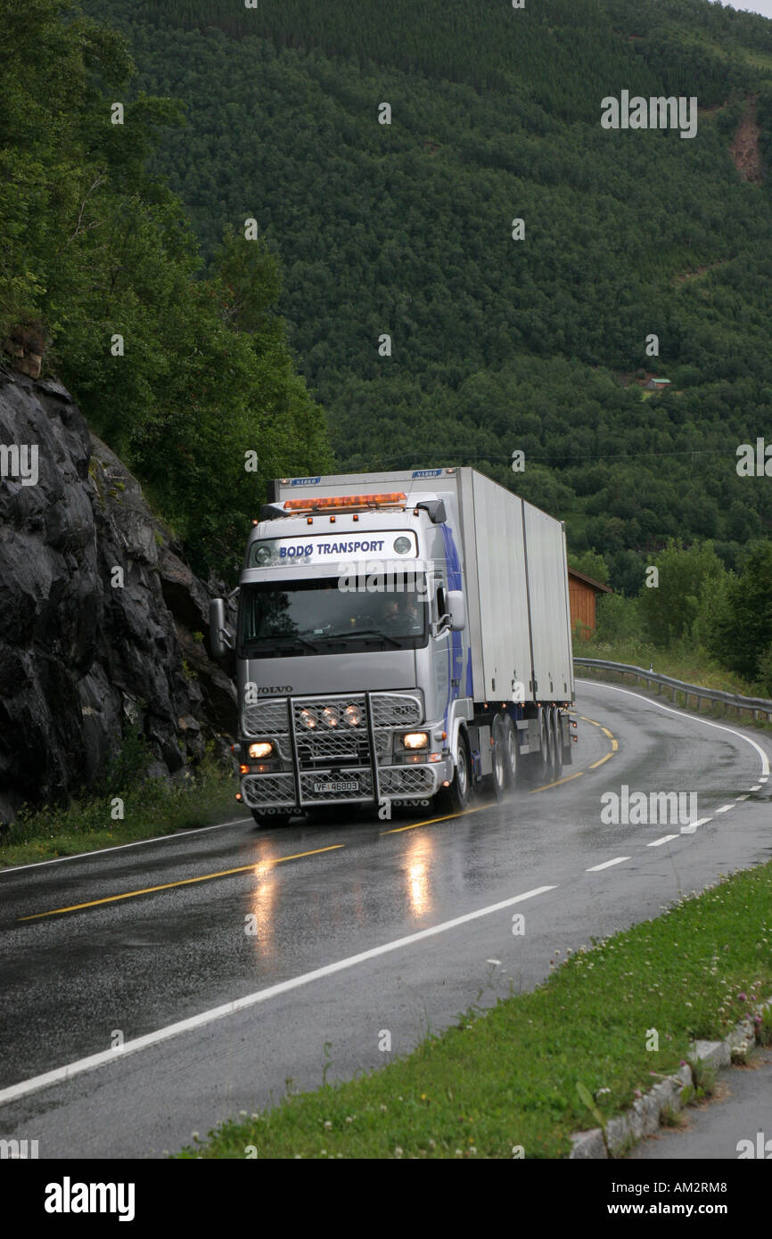 Lorry country road shrouded rainy weather conditions climate lorry ...