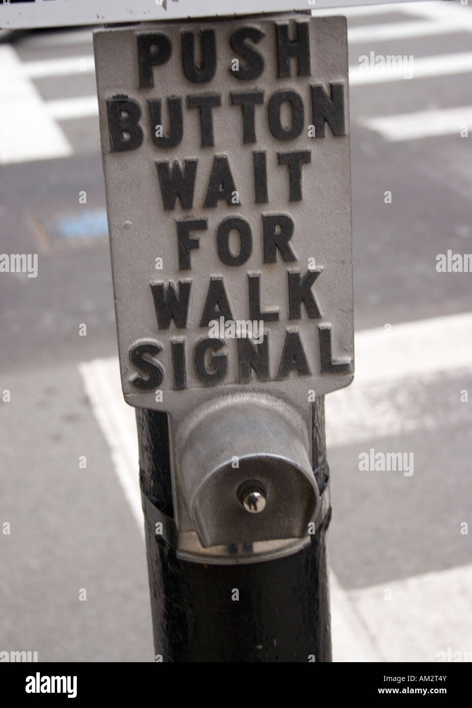 walk signal button on street near crosswalk Stock Photo - Alamy