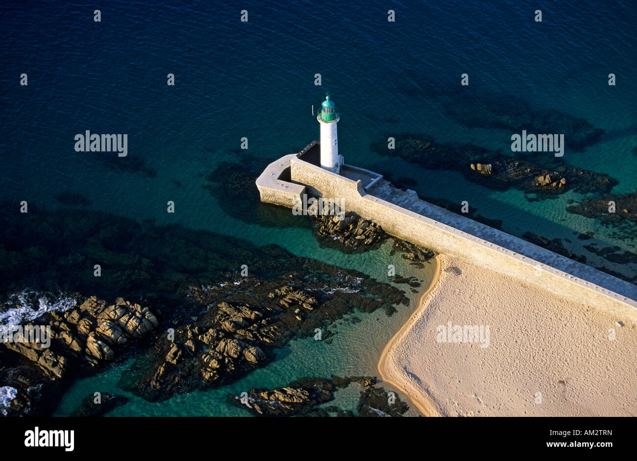 France, Corse du Sud, Propriano lighthouse (aerial view Stock Photo - Alamy