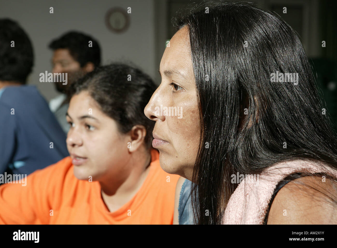 Portraits of women during a discussion round, Asuncion, Paraguay Stock ...