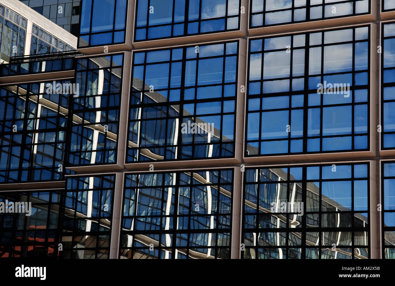 Detail of modern office buildings in La Defence district of Paris ...