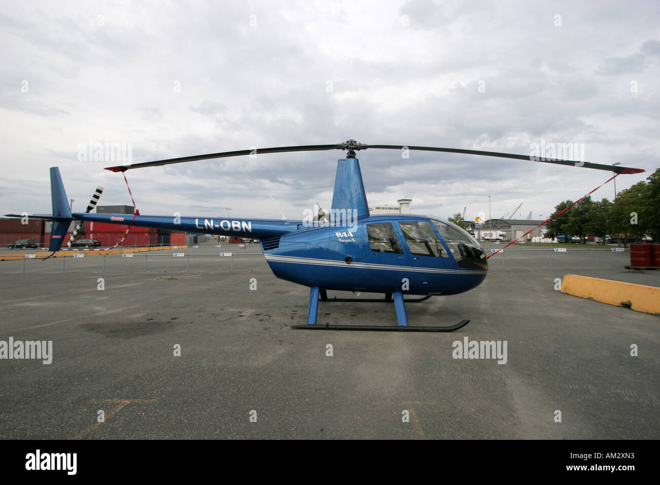 helicopter landed on park Stock Photo - Alamy