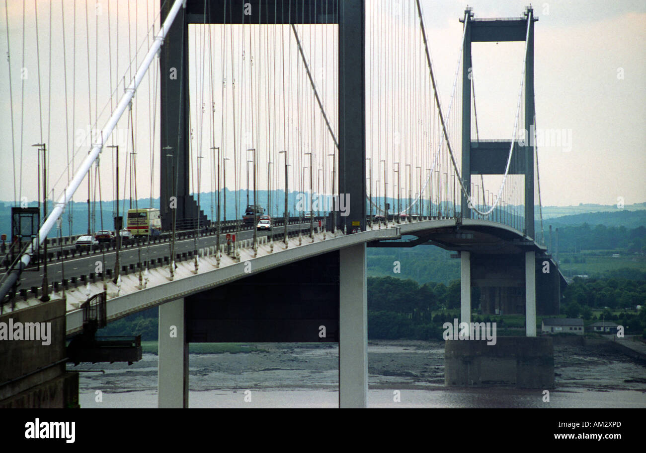 The Severn Bridge connecting England and Wales over the River Severn ...