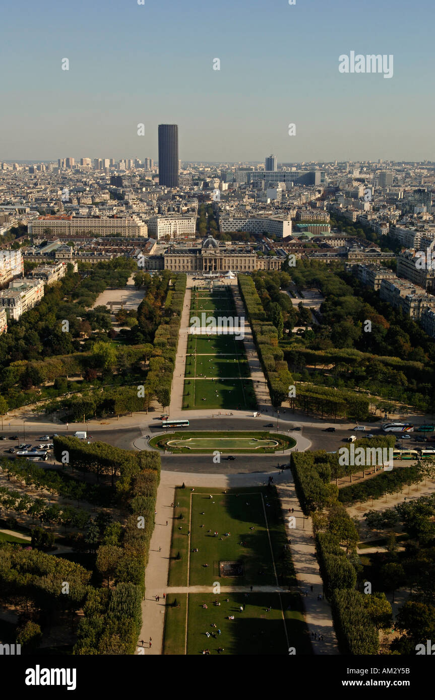 View over the Champ de Mars from the Eiffel Tower Paris France Europe ...