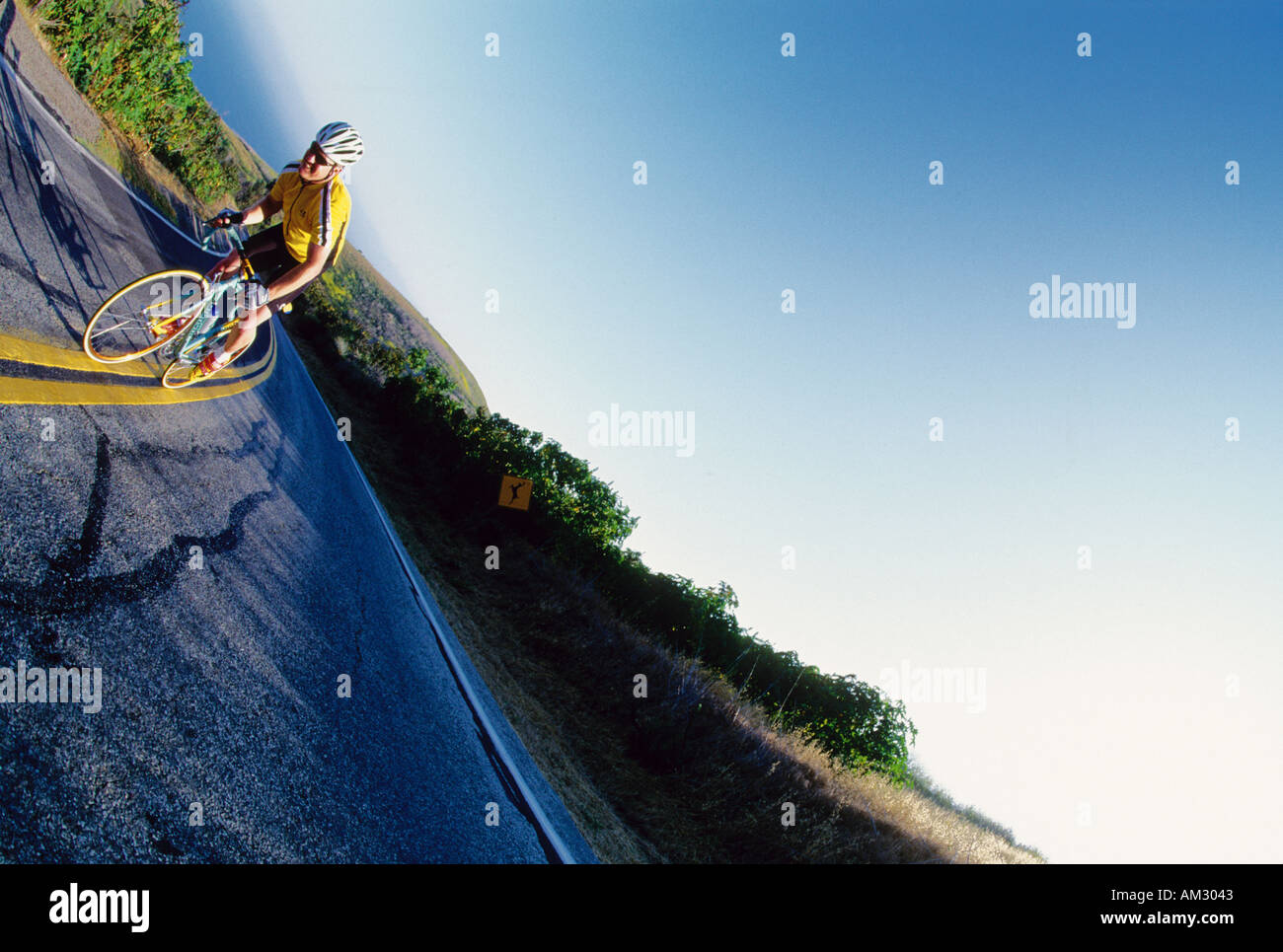 A road biker climbing a hill in Malibu California USA Stock Photo - Alamy