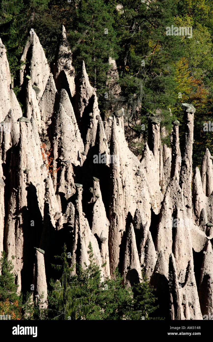 Earth pyramids at the Ritten near Lengmoos, South Tyrol, Italy Stock ...