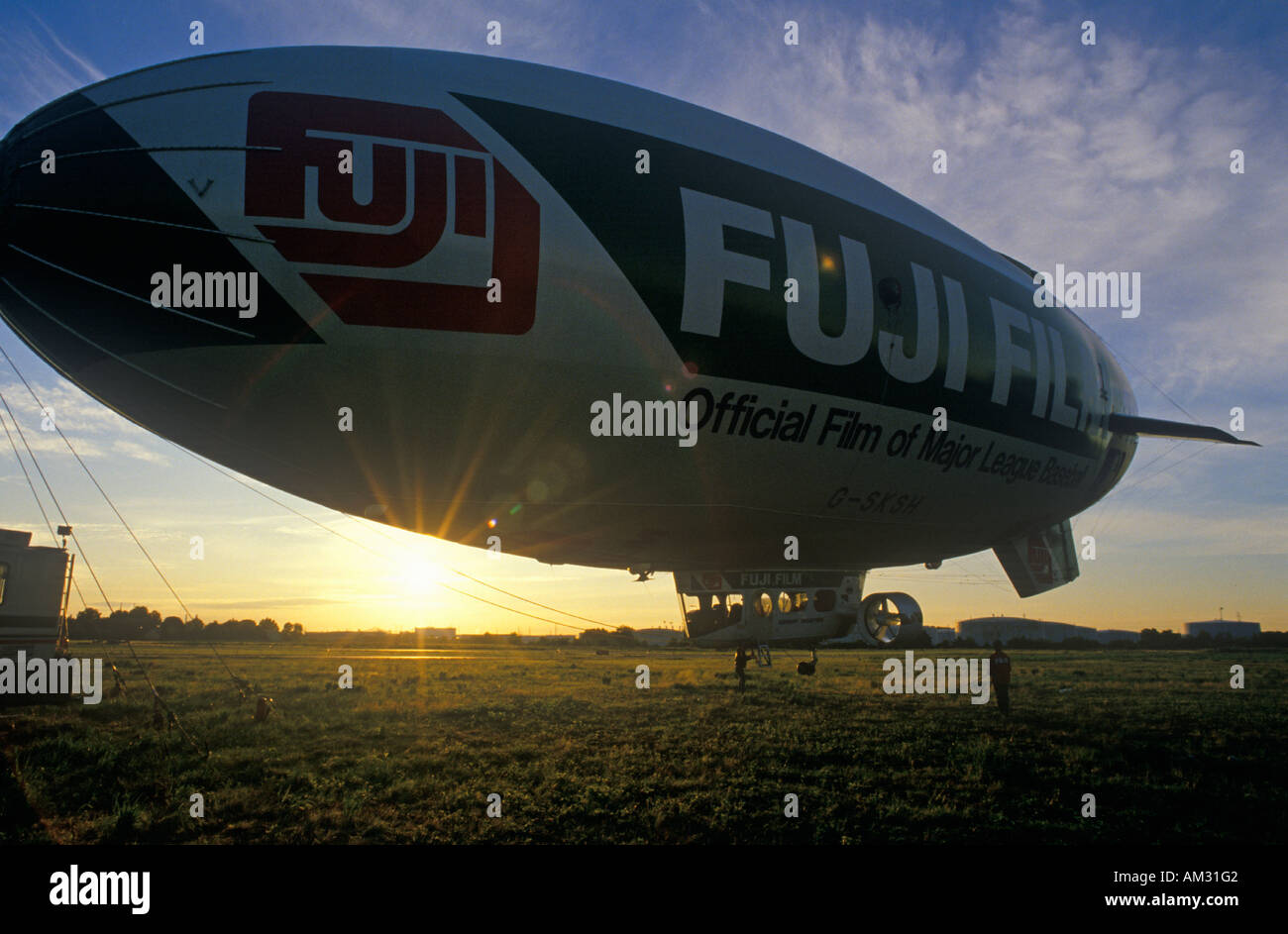 The Fuji blimp shipping off at sunrise in New York Stock Photo - Alamy