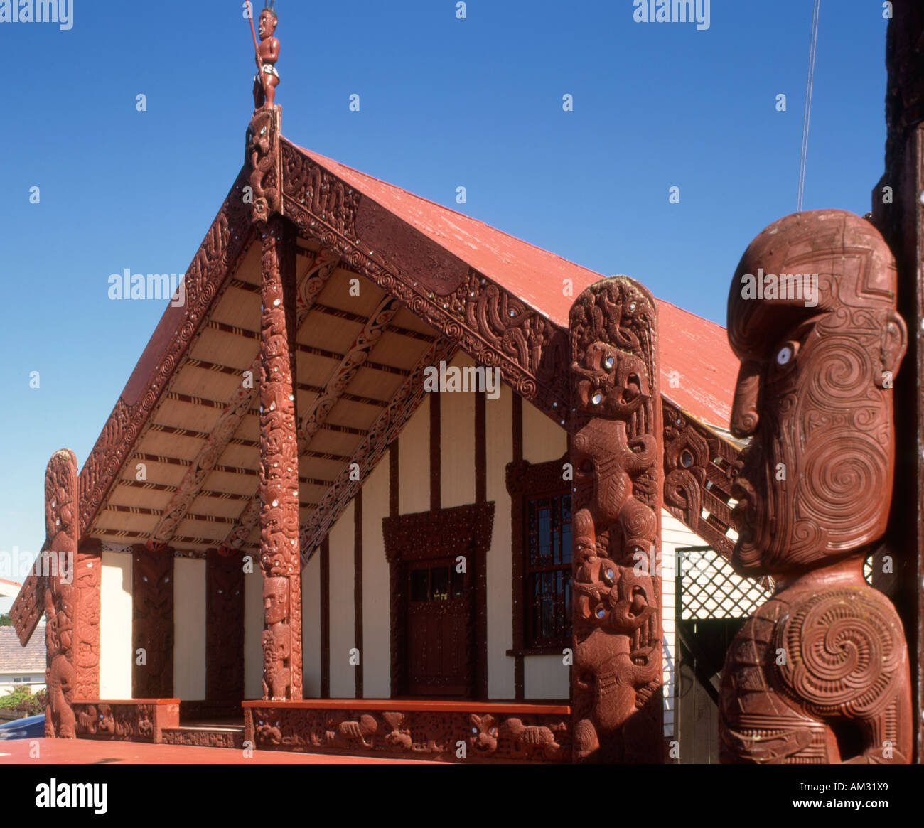 New Zealand. Rotorua. Maori meeting house Stock Photo - Alamy