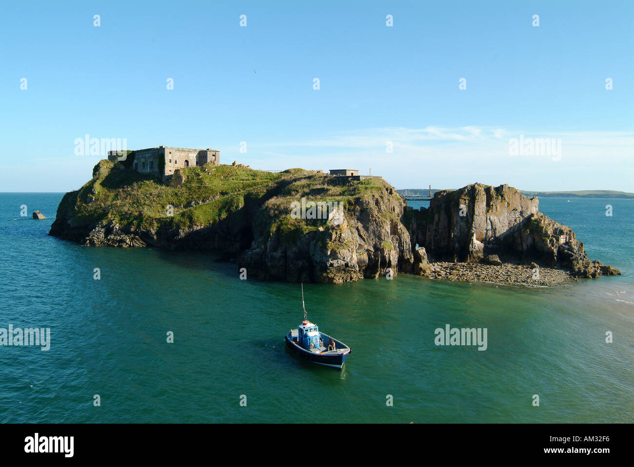 Ferry to Caldey Island St Catherine s Fort Tenby Pembrokeshire Wales UK ...