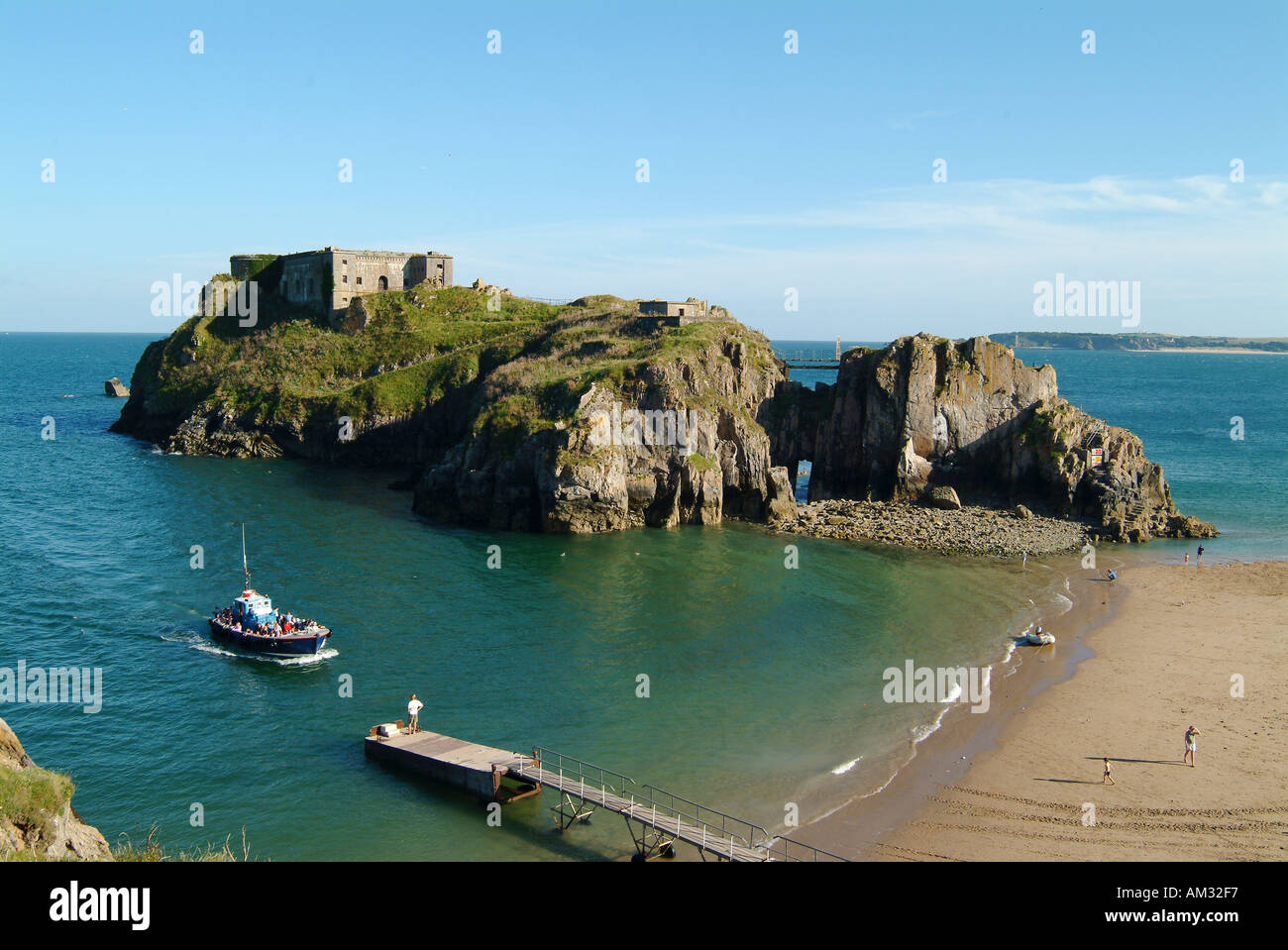 Ferry to Caldey Island St Catherine s Fort Tenby Pembrokeshire Wales UK ...