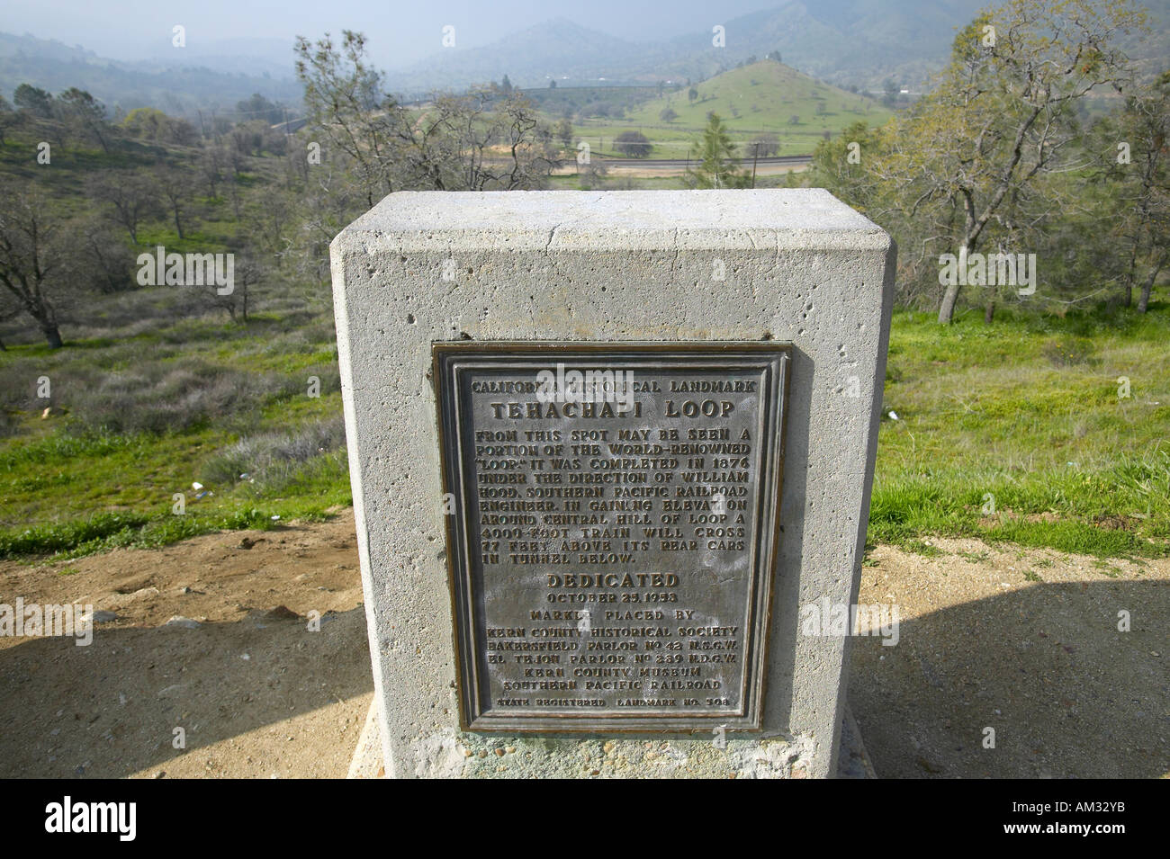 A monument sign from 1955 showing the Tehachapi Train Loop near ...