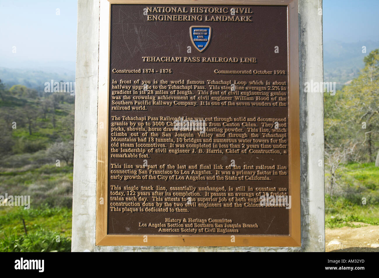 A monument sign from 1955 showing the Tehachapi Train Loop near ...