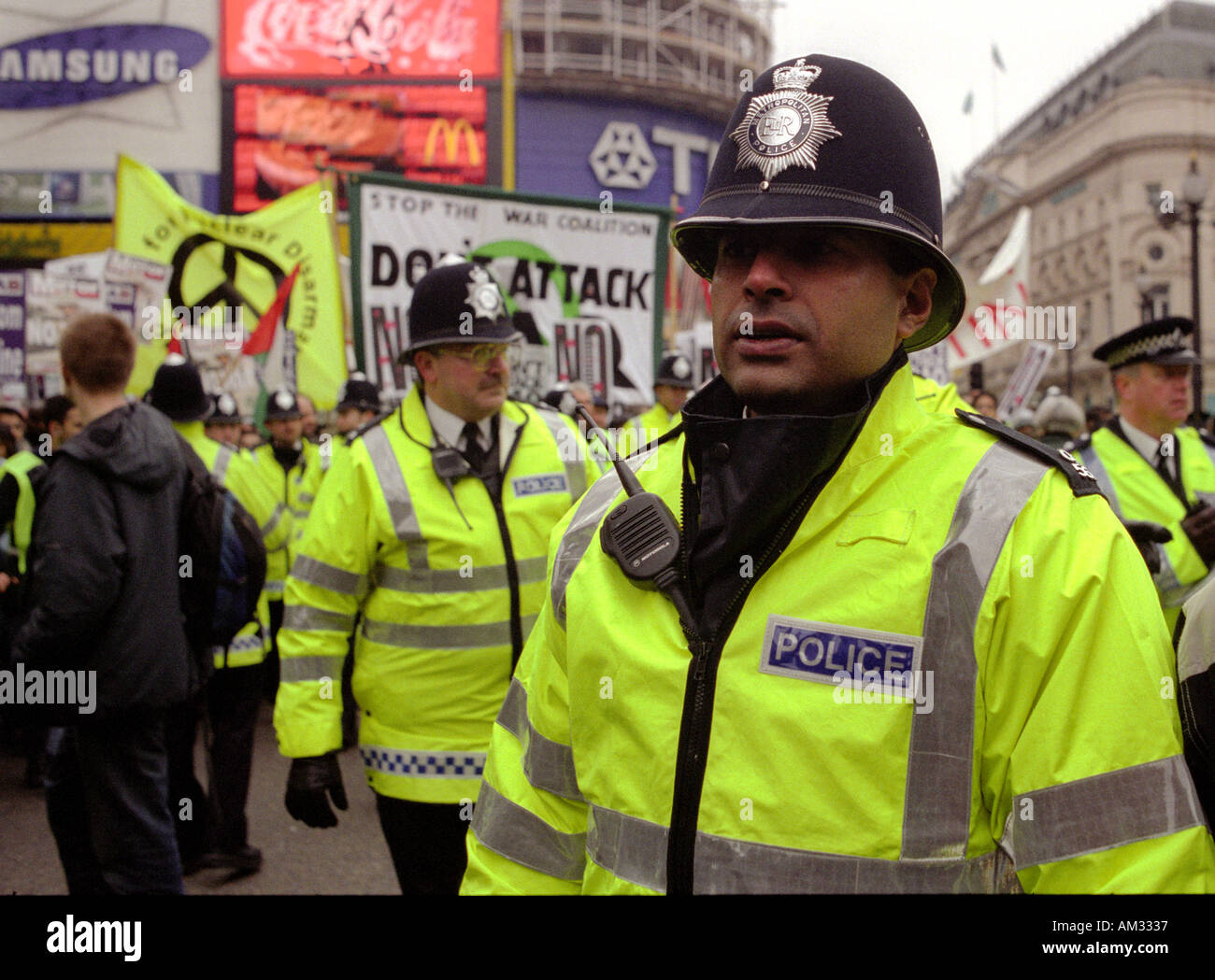 Police officers attending demonstration in central London Stock Photo ...