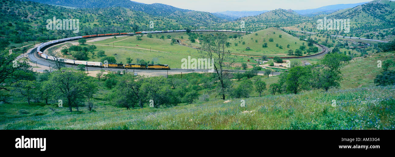 The Tehachapi Train Loop near Tehachapi California is the historic ...