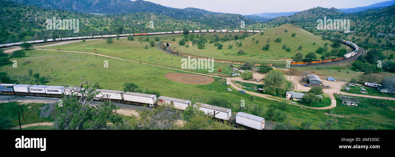 The Tehachapi Train Loop near Tehachapi California is the historic ...