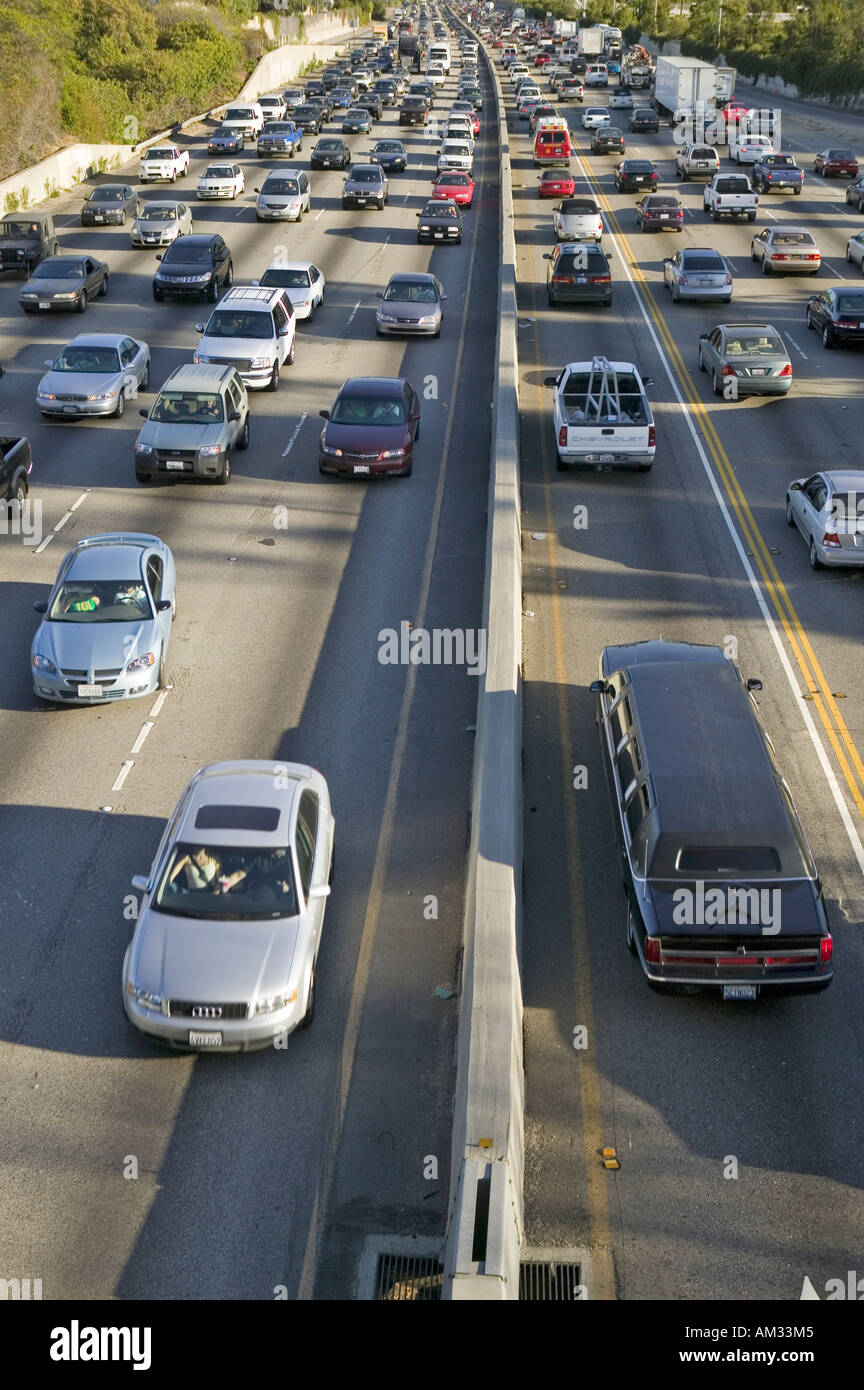 A stretch limousine on 405 freeway near Sunset Blvd at rush hour Los ...