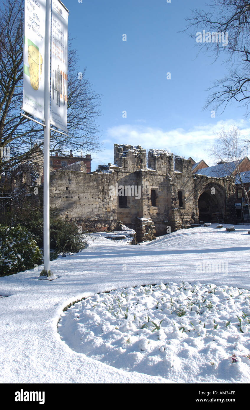 Museum Gardens in winter weather snow scene York North Yorkshire ...