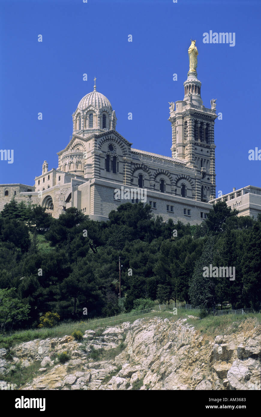 France Marseille Hill Of Notre Dame De La Garde Basilica Stock Photo ...