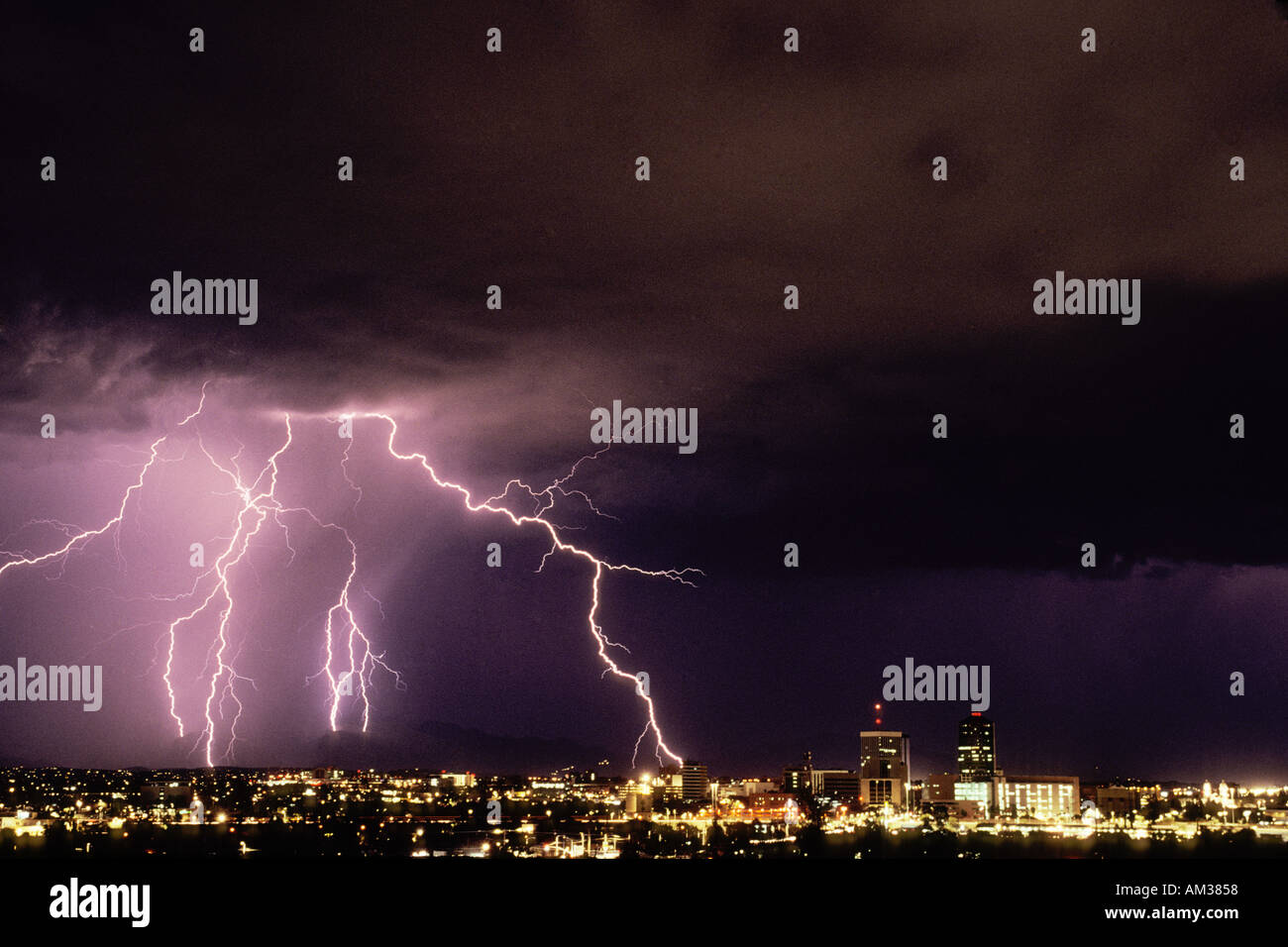 Multiple lightning strikes over Tucson Arizona Stock Photo - Alamy