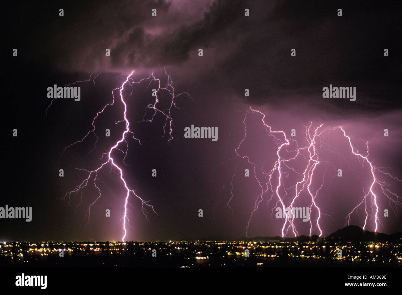 Multiple lightning strikes over Tucson Arizona Stock Photo - Alamy