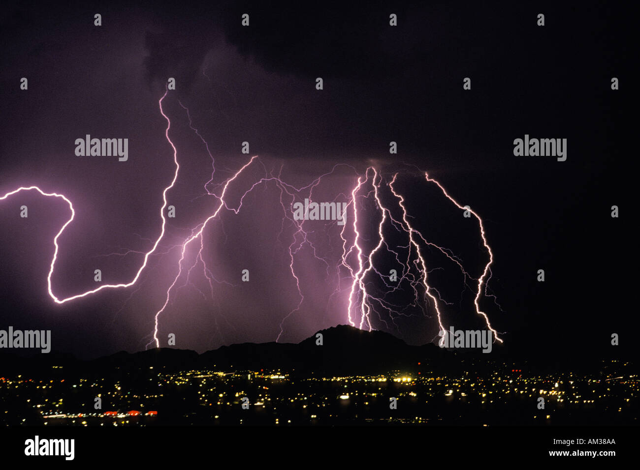 Multiple lightning strikes near Tucson Arizona Stock Photo - Alamy