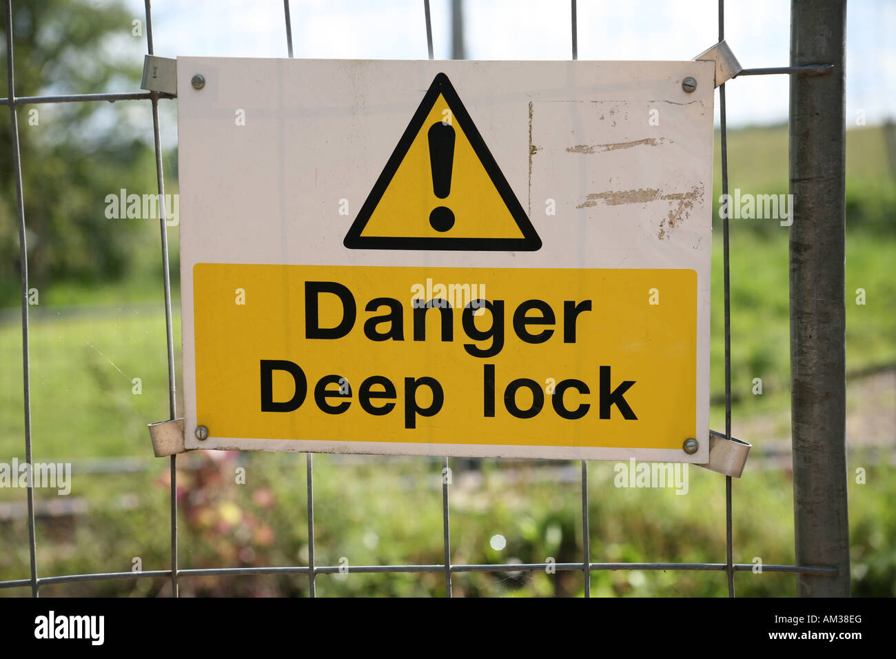 Danger Deep Lock Sign Stock Photo - Alamy