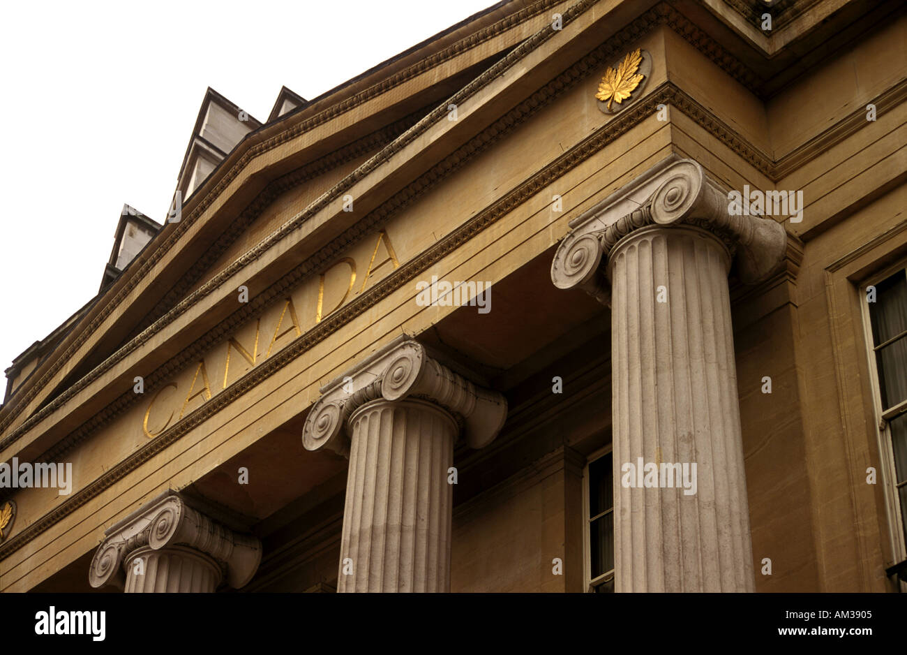 Columns at the entrance to Canada House in Trafalgar Square London ...