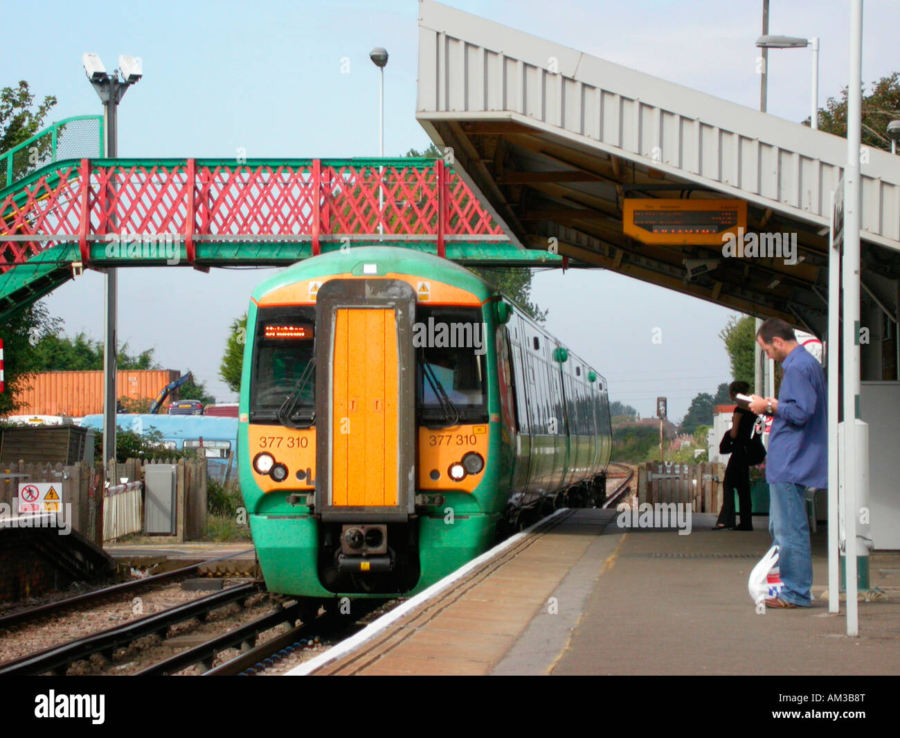 Southern Train service arriving at Goring by Sea railway station West ...