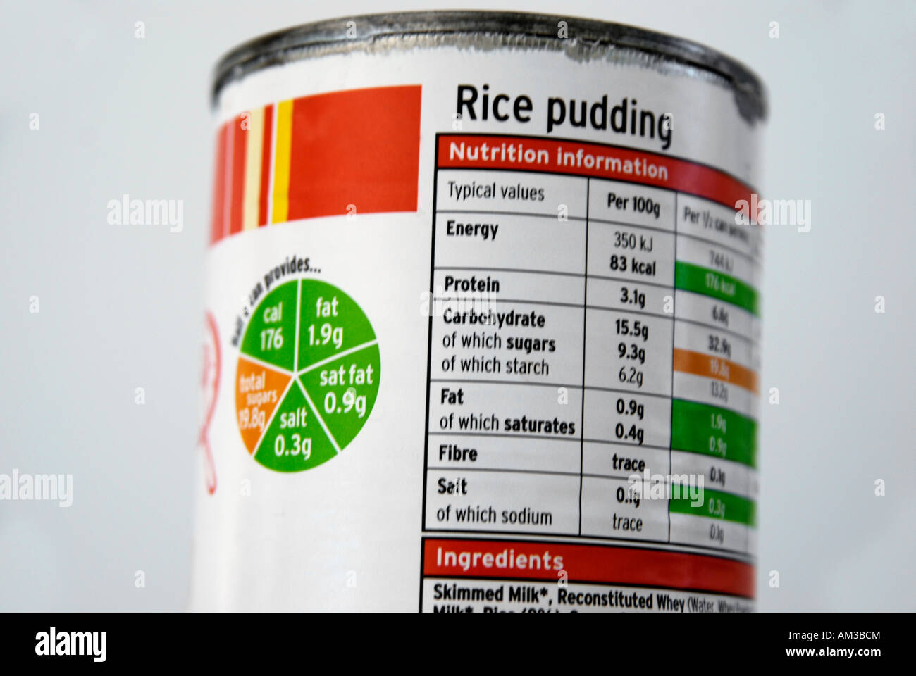 traffic lights system of nutritional information guidelines on a tin of ...