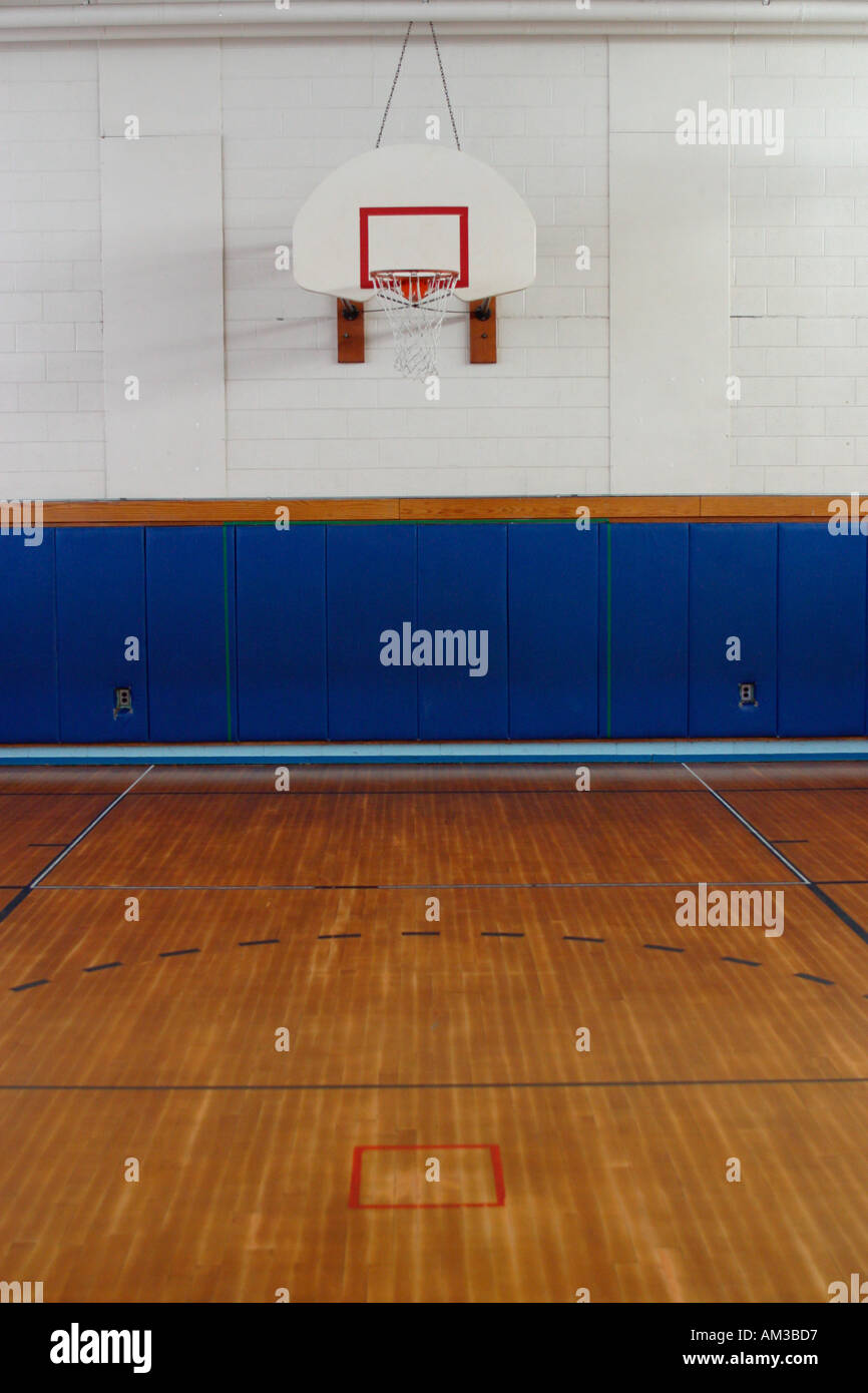 Basketball Court in High School Stock Photo - Alamy
