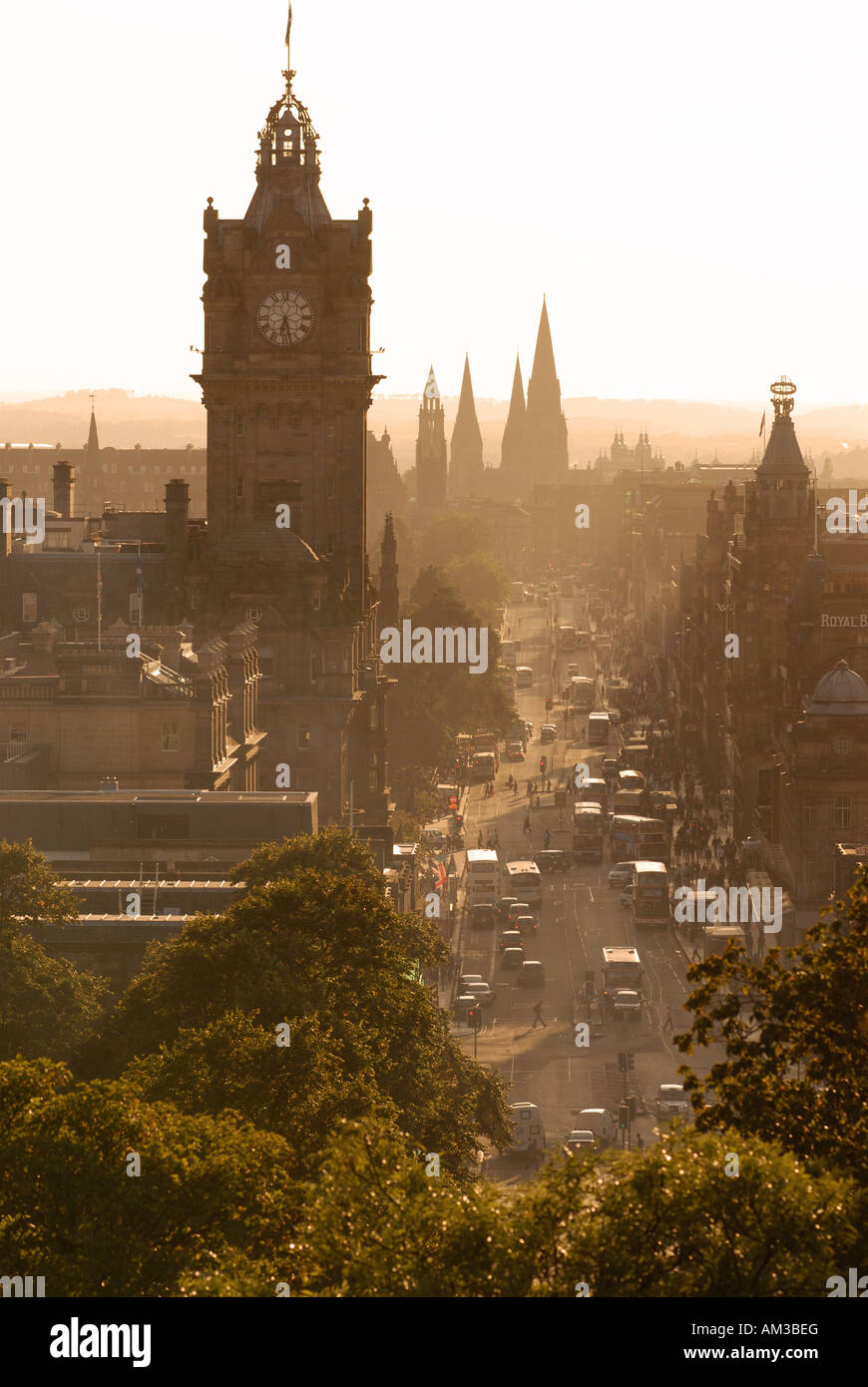 aerial view of princess street edinburgh scotland from calton hill ...