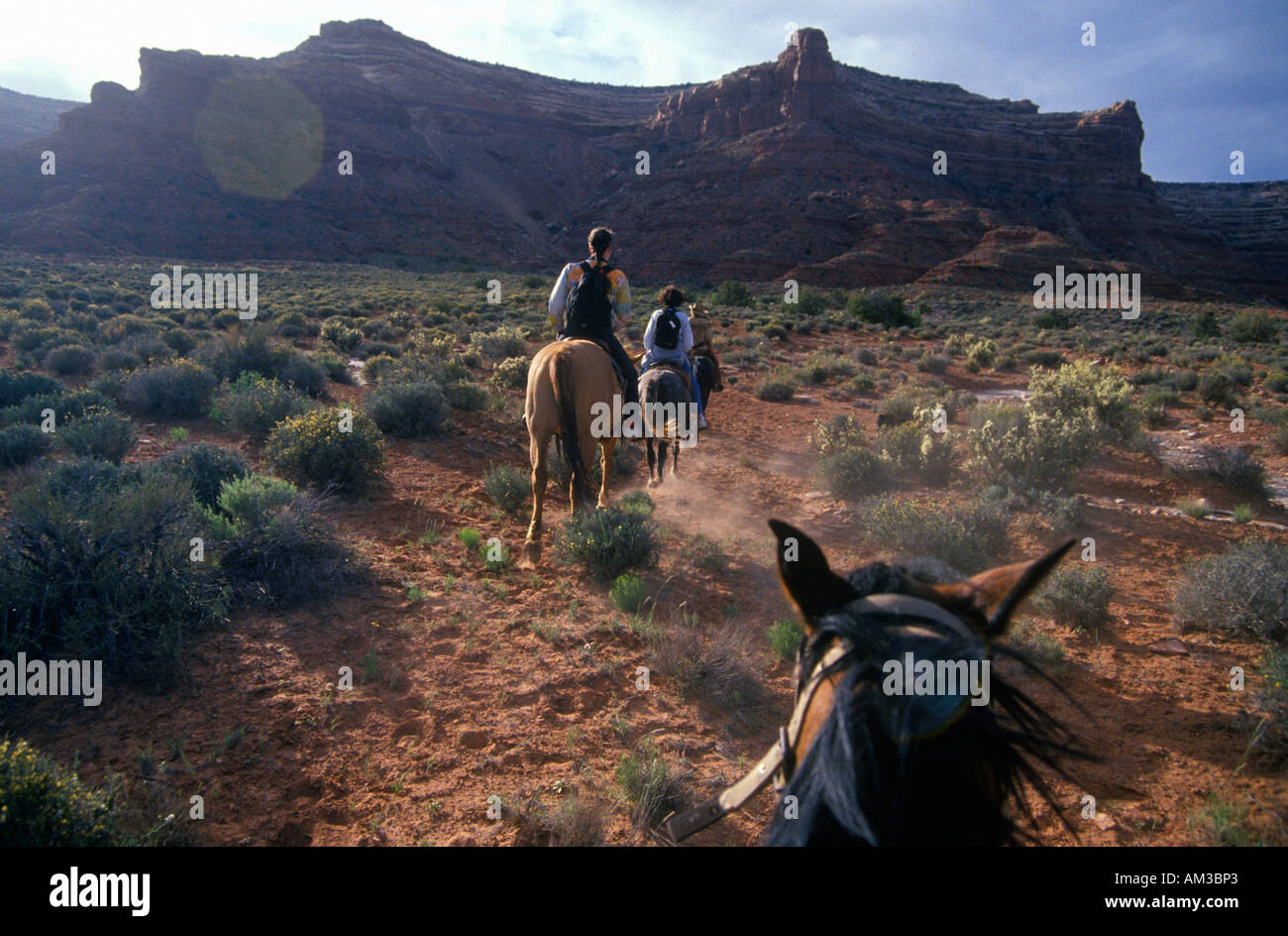 Horseback riding in Valley of the Gods UT Stock Photo - Alamy