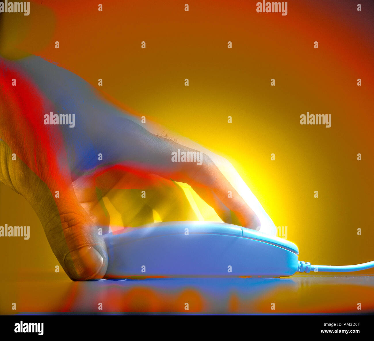 Hand clicking mouse in yellow hi-res stock photography and images - Alamy