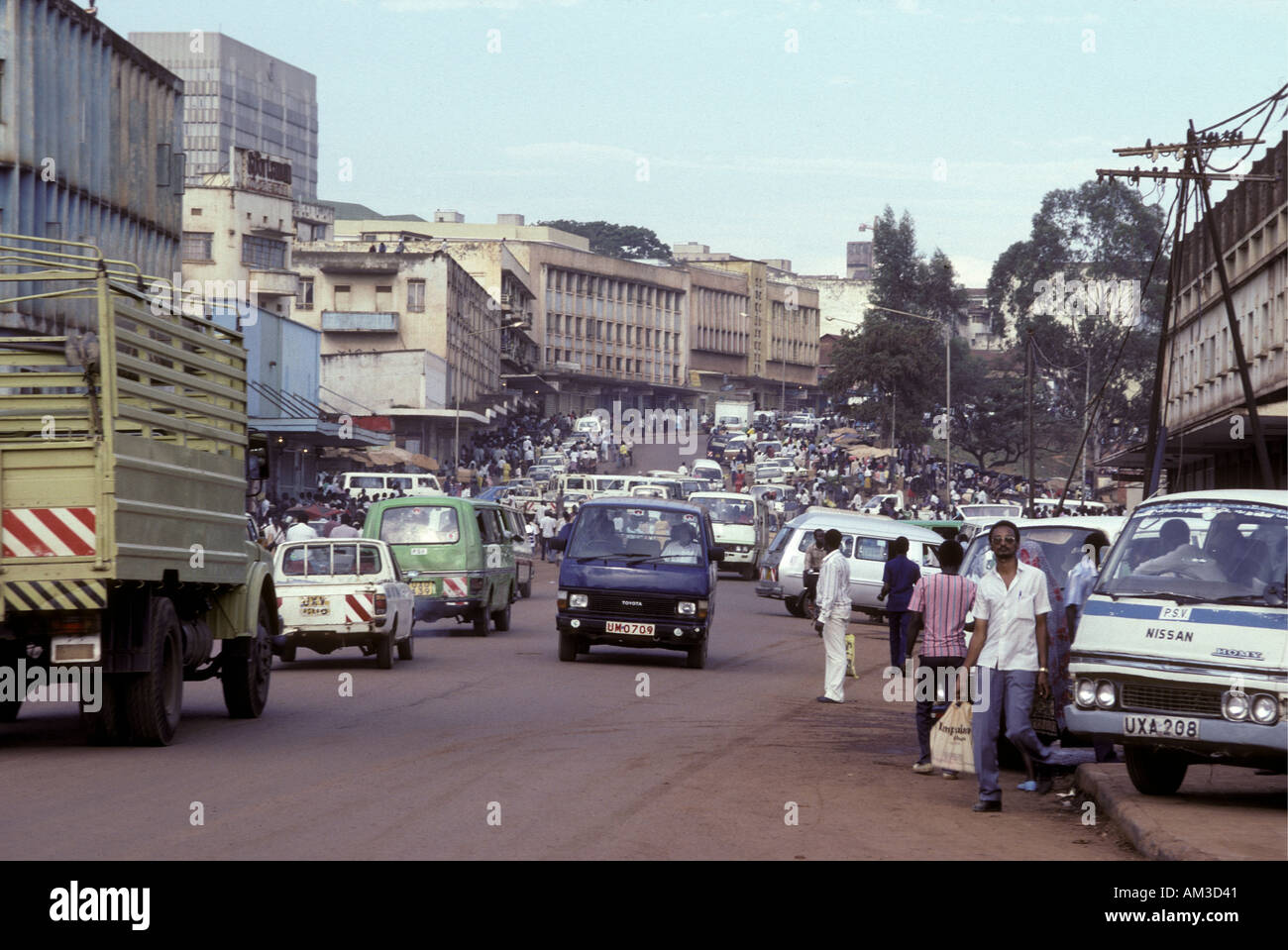 A busy street in Kampala capital city of Uganda East Africa Stock Photo ...