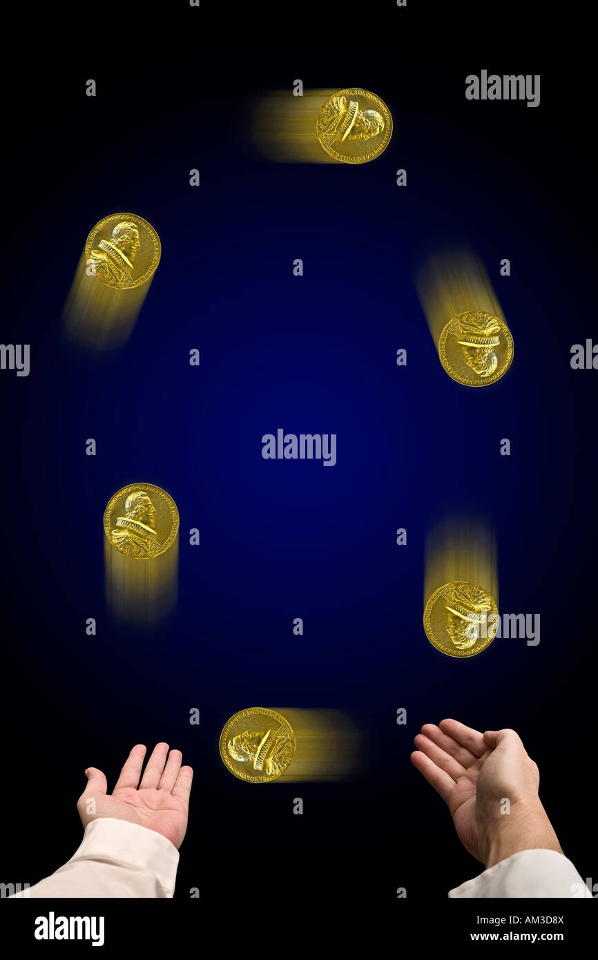 Throwing gold coins hi-res stock photography and images - Alamy