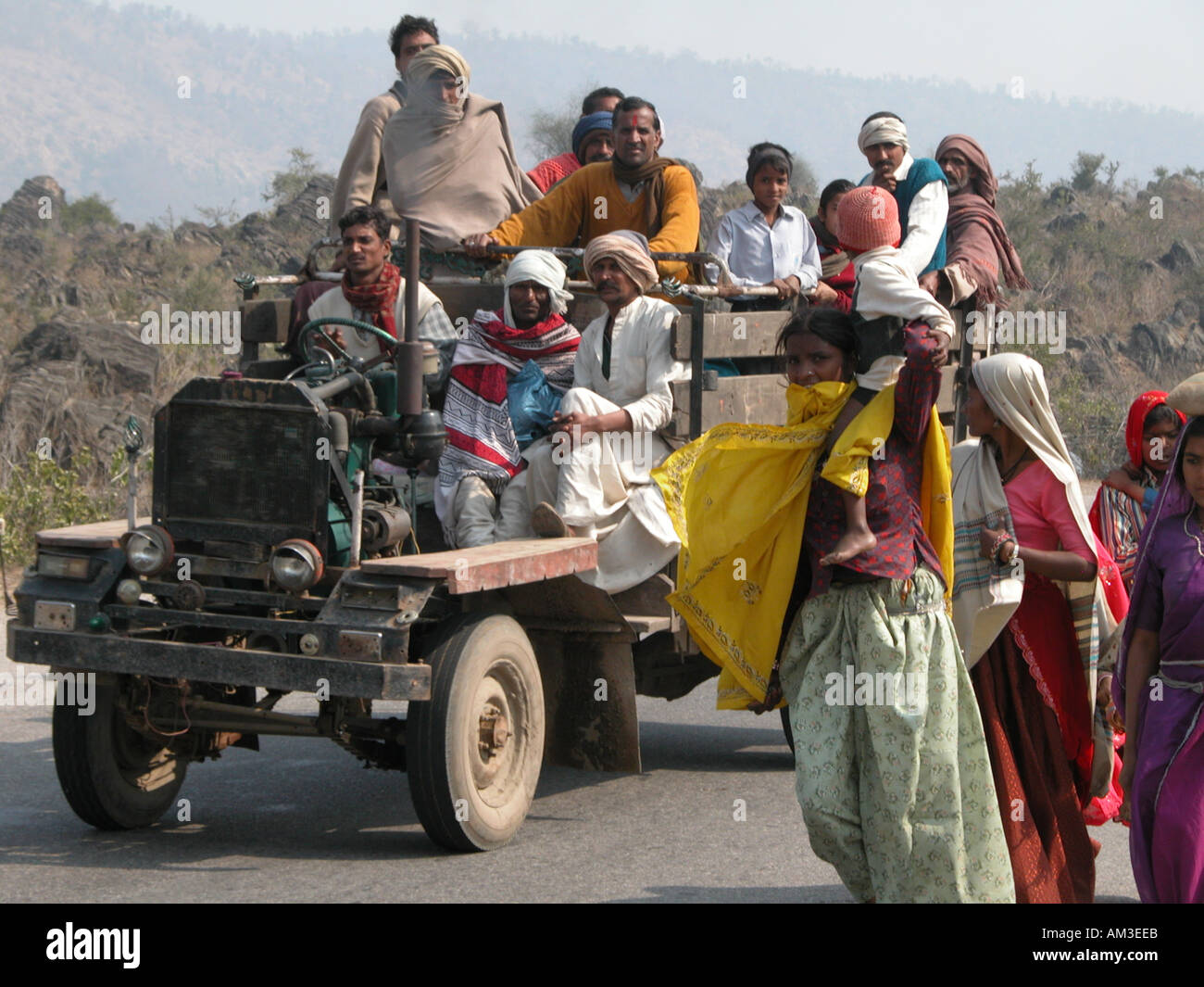 Agricultural workers on way to work Rajasthan India Stock Photo - Alamy