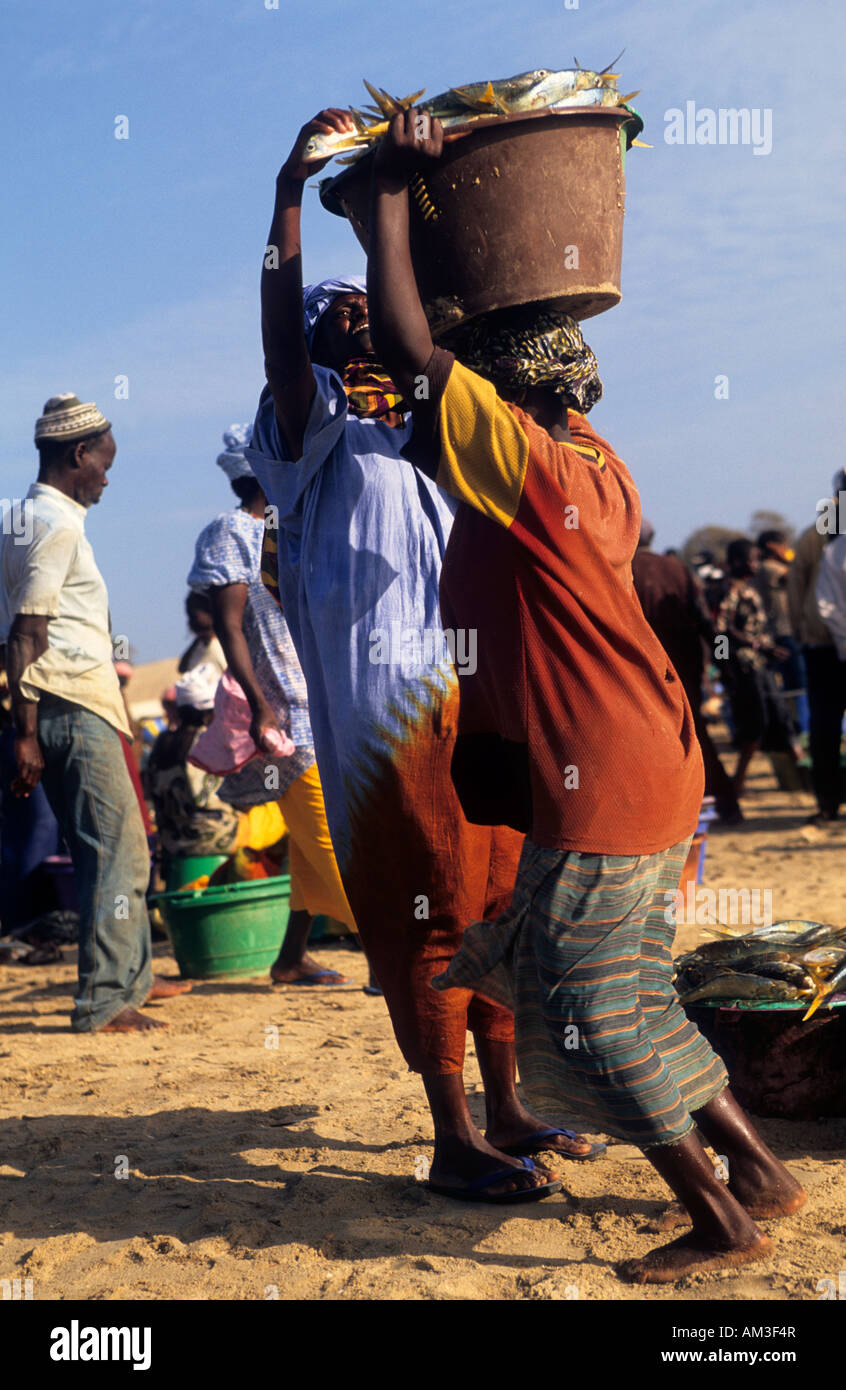 west africa gambia a crowded fish market on the beach Stock Photo - Alamy