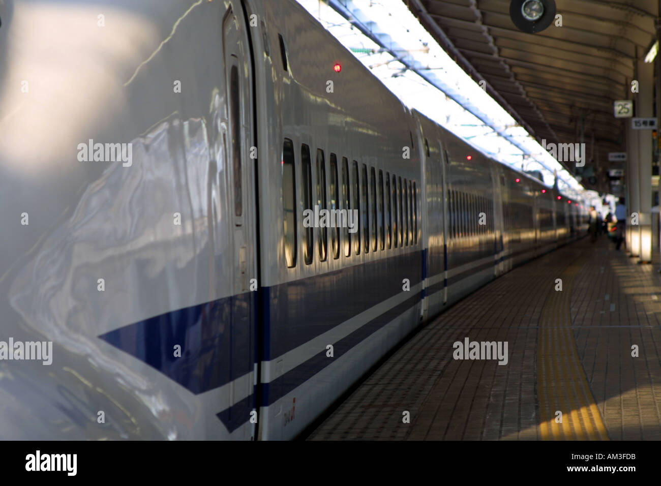 Closeup of the Hikari Shinkansen bullet train waiting at Shin Osaka ...
