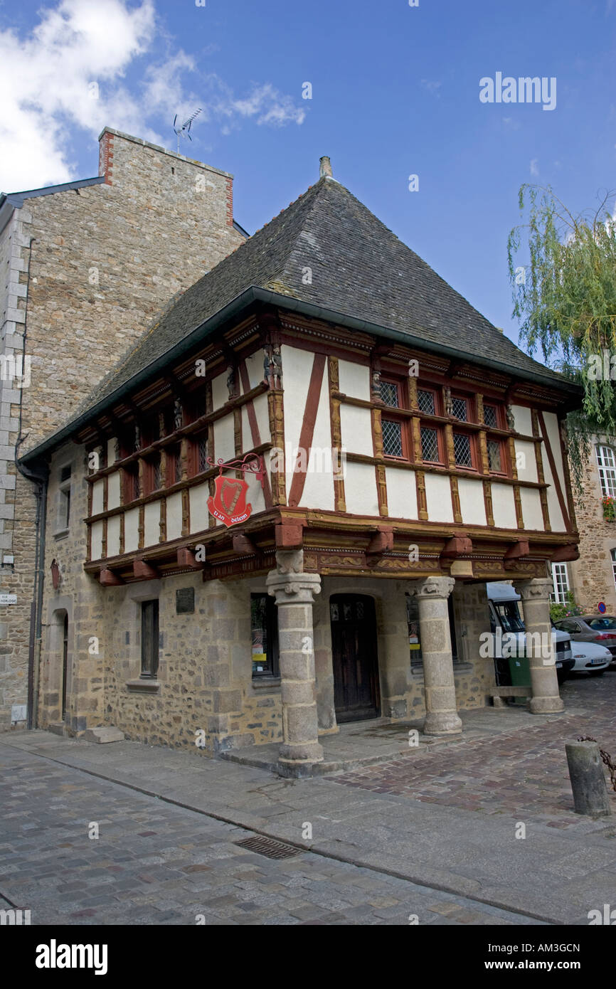 Old half timbered houses and narrow cobbled streets Dinard Brittany ...